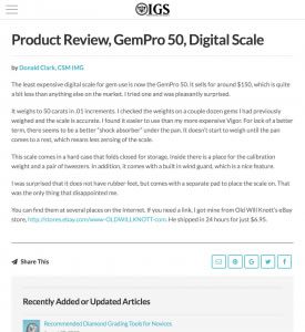 Product Review, GemPro 50, Digital Scale - International Gem Society